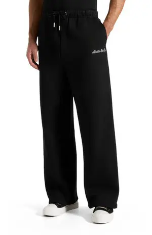 Manière De Voir Signature Wide-leg Sweatpants - Black