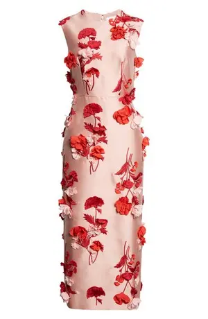 Erdem 3d Floral Appliqué Mikado Gown - Blush