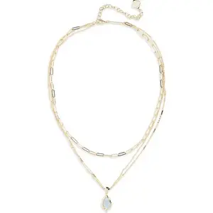 Kendra Scott Adriana Scallop Multistrand Necklace - Gold Sky Blue Abalone