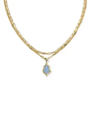 Kendra Scott Adriana Scallop Multistrand Necklace - Gold Sky Blue Abalone