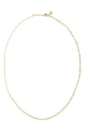 Kendra Scott Markie Half Chain & Pearl Necklace - Gold Freshwater Cultured Pearl