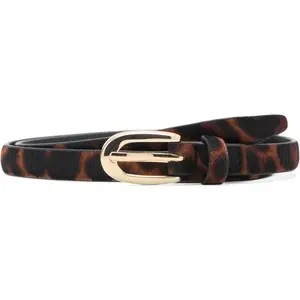 Mango Leopard Print Calf Hair Belt - Brown