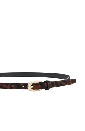 Mango Leopard Print Calf Hair Belt