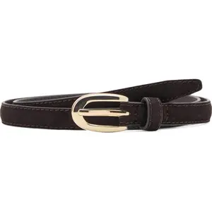 Mango Thin Suede Belt - Chocolate
