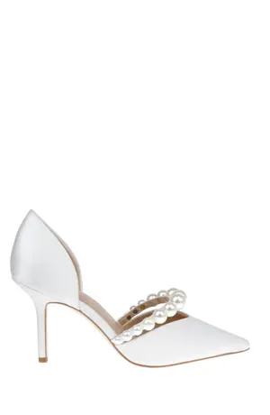 HARLO Emma Bridal D'orsay Heels With Pearl Strap