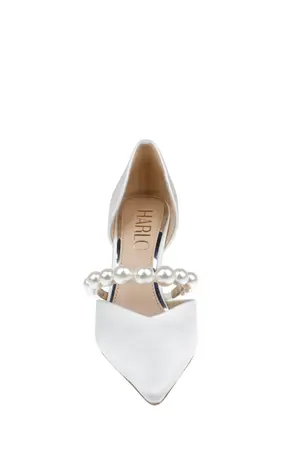 HARLO Emma Bridal D'orsay Heels With Pearl Strap