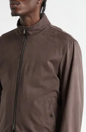 Herno Faux Suede Bomber Jacket - Chocolate