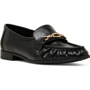 Anne Klein Loafer With Bit Hardware - Black Smooth