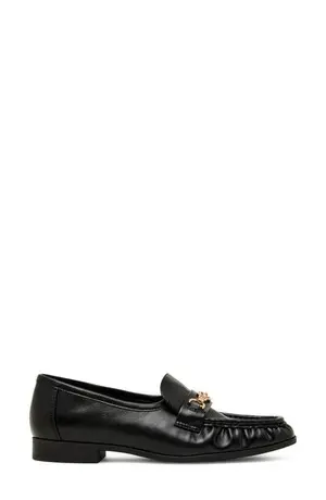 Anne Klein Loafer With Bit Hardware - Black Smooth