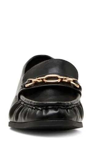 Anne Klein Loafer With Bit Hardware - Black Smooth