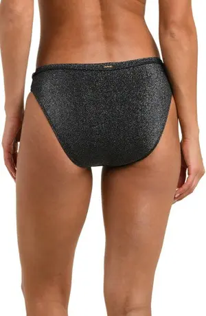 L'AGENCE Nicole Metallic Belted Bikini Bottoms - Black
