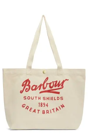 Barbour Script Cotton Canvas Tote