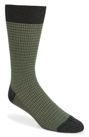 Pantherella Smythson Textured Check Dress Socks - Dark Grey Mix
