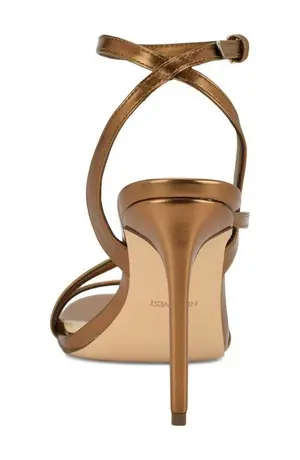 Nine West Ankle Strap Stiletto Sandals - Gold