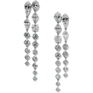 Nadri Lucia Cubic Zirconia Linear Drop Earrings - Rhodium