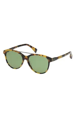 Rag & Bone 54mm Pilot Sunglasses - Milky Amber Tort/green Lenses
