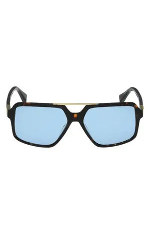 Rag & Bone 56mm Navigator Sunglasses - Milky Classic Tort/blue