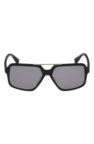 Rag & Bone 56mm Navigator Sunglasses - Shiny Black/smoke Lenses