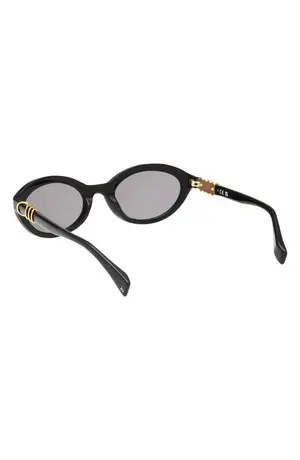 Rag & Bone 52mm Oval Sunglasses - Shiny Black/smoke Lenses