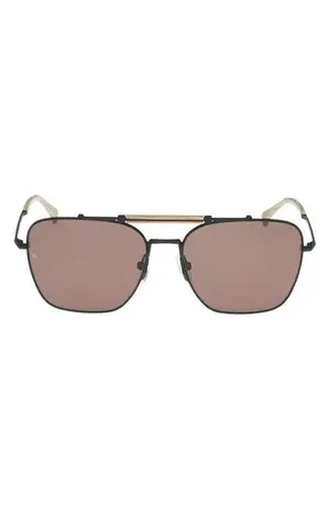 Rag & Bone 56mm Navigator Sunglasses - Black/bone Horn/brown