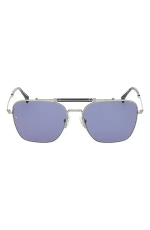 Rag & Bone 56mm Navigator Sunglasses - Silver/navy Horn/blue