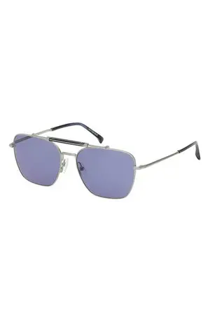 Rag & Bone 56mm Navigator Sunglasses - Silver/navy Horn/blue