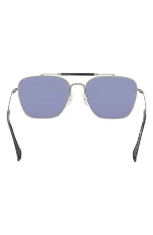 Rag & Bone 56mm Navigator Sunglasses - Silver/navy Horn/blue