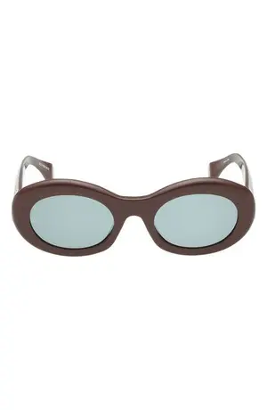 Rag & Bone 51mm Oval Sunglasses - Shiny Cappuccino/green Lenses