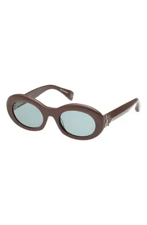 Rag & Bone 51mm Oval Sunglasses - Shiny Cappuccino/green Lenses