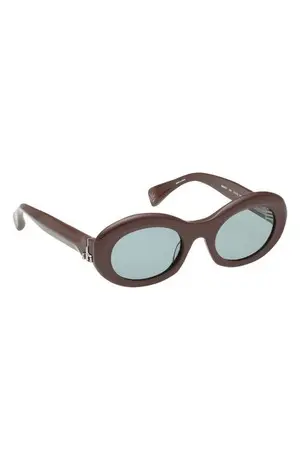 Rag & Bone 51mm Oval Sunglasses - Shiny Cappuccino/green Lenses