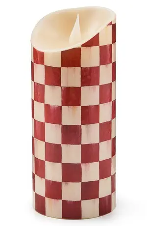MACKENZIE-CHILDS Check 7-inch Flameless Pillar Candle - Cherry