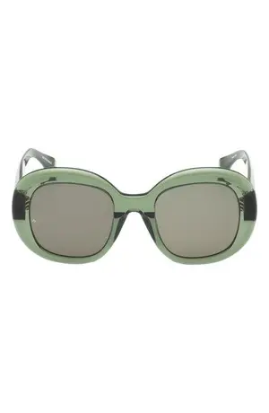 Rag & Bone 52mm Round Sunglasses - Crystal Olive/green Lenses