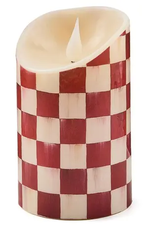 MACKENZIE-CHILDS Check Flameless 5-inch Pillar Candle - Cherry