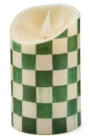 MACKENZIE-CHILDS Check Flameless 5-inch Pillar Candle - Emerald