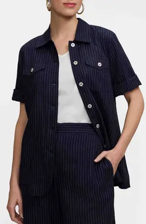 Foxcroft Estela Stripe Linen Blend Jacket