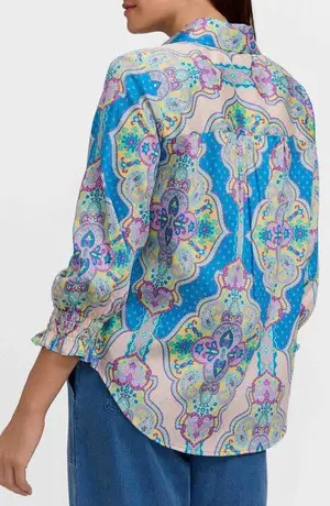 Foxcroft Paisley Linen Blend Button-up Shirt