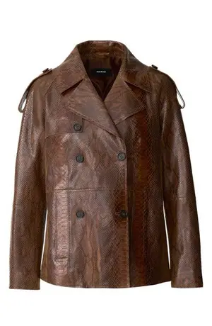 Mackage Dolores Double-breasted Leather Coat - Umber