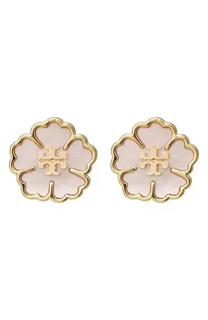Tory Burch Forget Me Not Stud Earrings - Tory Gold/mother Of Pearl