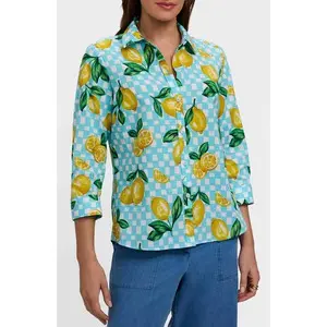 Foxcroft Hampton Lemon Linen Blend Shirt