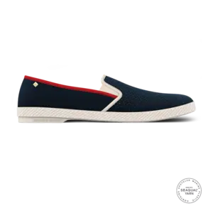 Rivieras Classic Canvas & Mesh Slip-on Loafer - Navy With Red And White Trim
