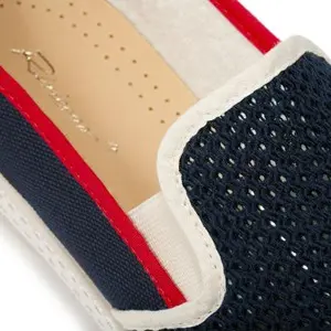 Rivieras Classic Canvas & Mesh Slip-on Loafer - Navy With Red And White Trim