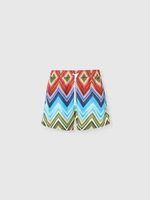 UM Mid-length Macro Zigzag Print Swim Shorts - Multicoloured