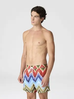 UM Mid-length Macro Zigzag Print Swim Shorts
