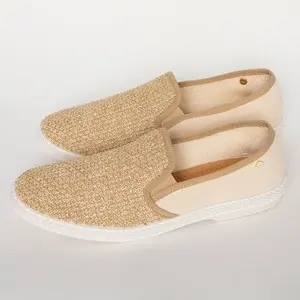 Rivieras Classic Cotton Canvas And Raffia Slip-on Loafer