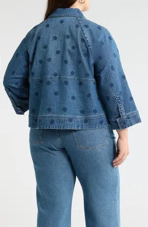 Wit & Wisdom Floral Embroidery Crop Denim Jacket