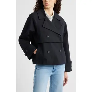 Nordstrom Stretch Cotton Trench Coat - Black