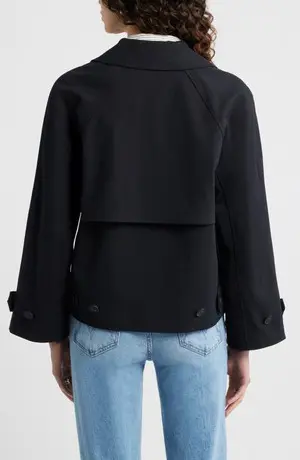 Nordstrom Stretch Cotton Trench Coat - Black