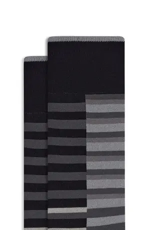 Bugatchi Broken Stripe Mercerized Cotton Blend Dress Socks