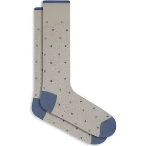 Bugatchi Geo Pattern Mercerized Cotton Blend Dress Socks - Almond