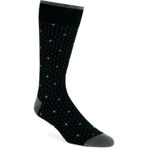 Bugatchi Geo Pattern Mercerized Cotton Blend Dress Socks - Black